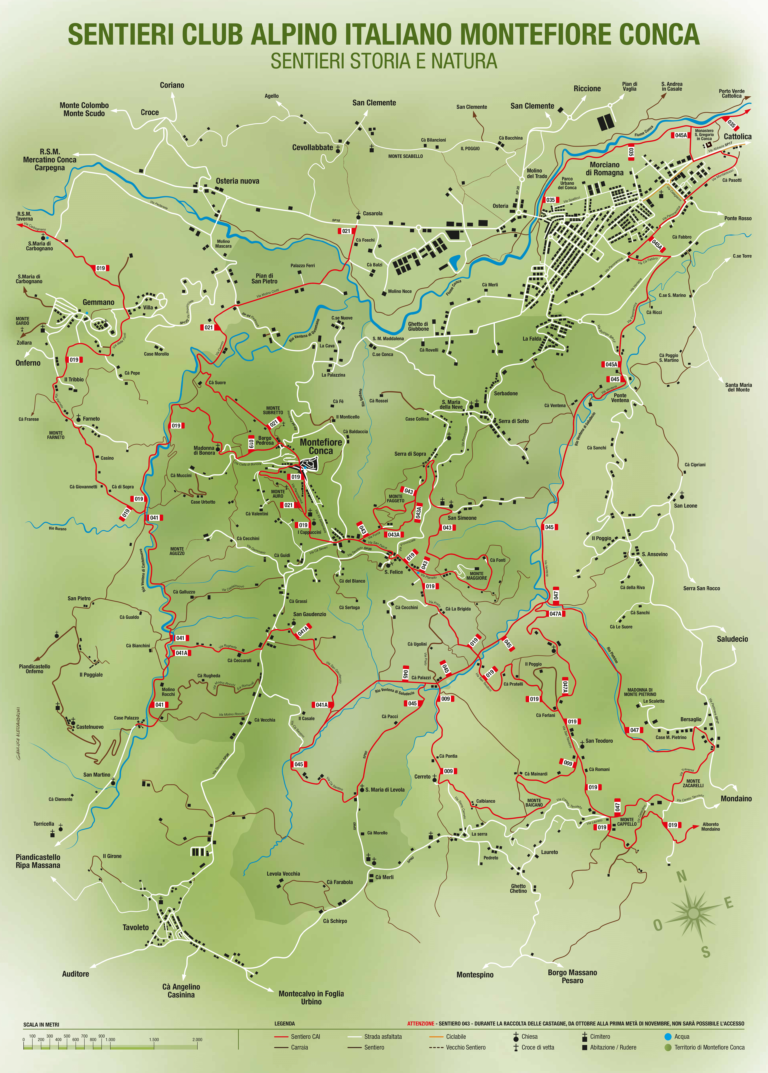 Mappa sentieri CAI Montefiore Conca - Malatempora APS